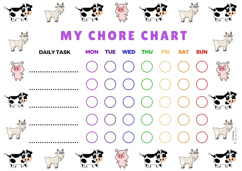 Farm Animals Chore Chart - Etsy