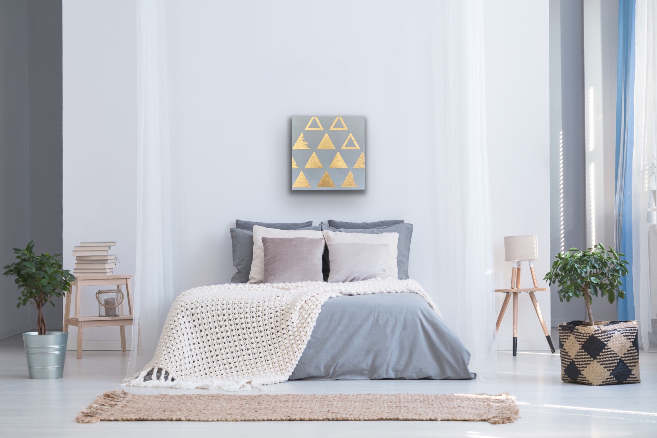 Triangle Modern Art, Geometric Decor, Minimalist Art, Modern Painting ...