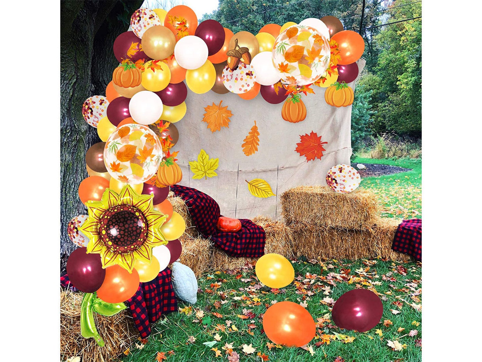Fall Balloons Garland Autumn Maple Leaves Decoration Kits - Etsy