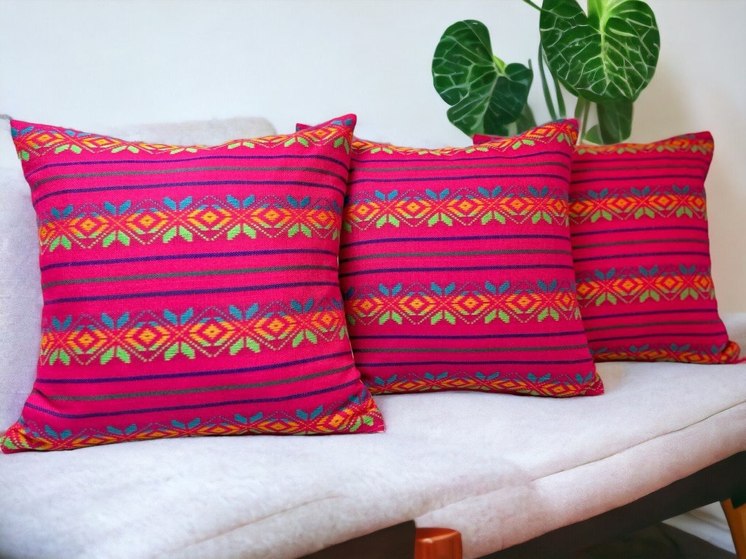 Beautiful and Vibrant Mexican Textile Pillow Covers - Handwoven Boho ...