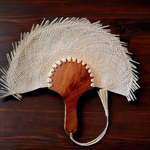 Set of 30 Traditional Handmade Straw-woven Fan With Wooden Details and ...