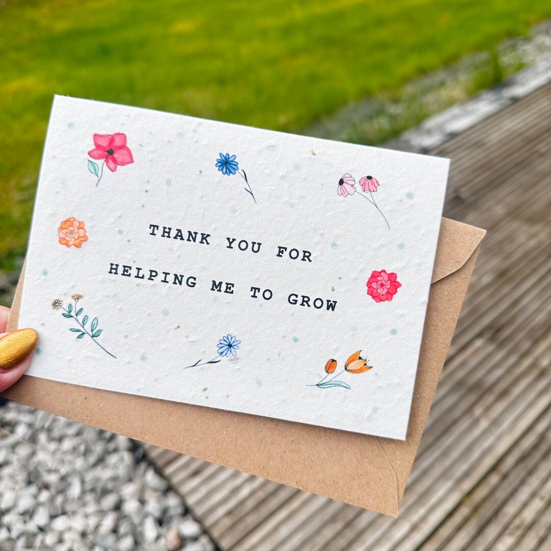Plantable Thank You Card | Thank You for Helping Me to Grow | Teacher ...