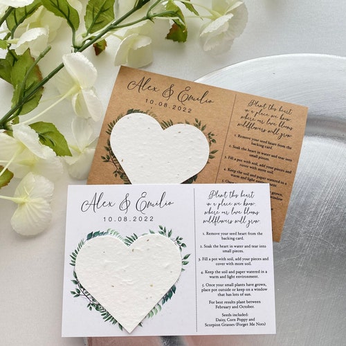 Plantable Eco Wedding Favours Seed Heart Favours Wildflower - Etsy