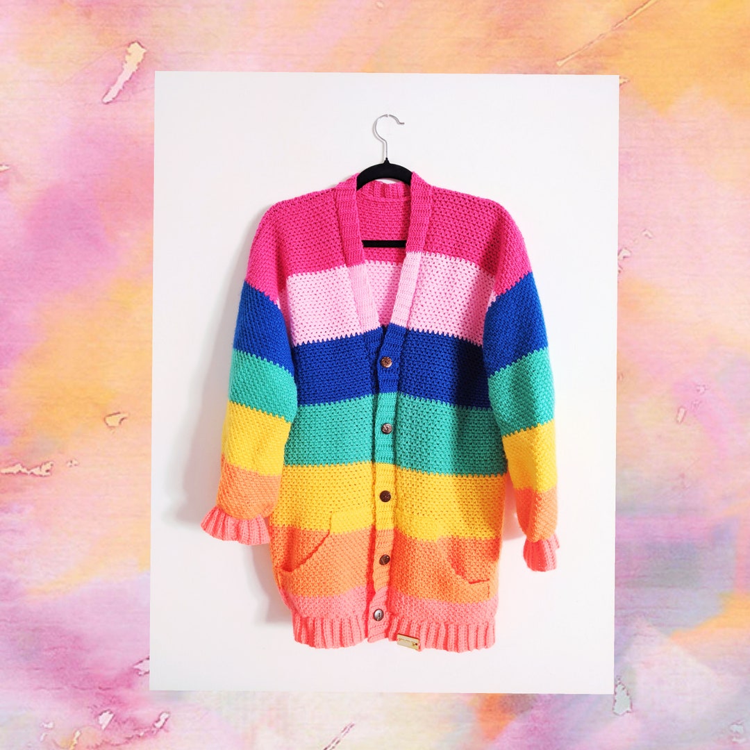 Oversized Rainbow Cardigan Pattern - Etsy
