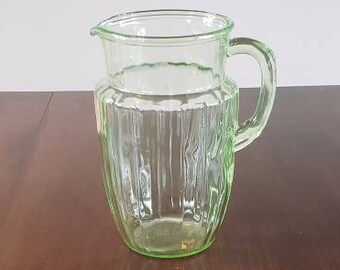 Green Depression Glass Pitcher - Etsy