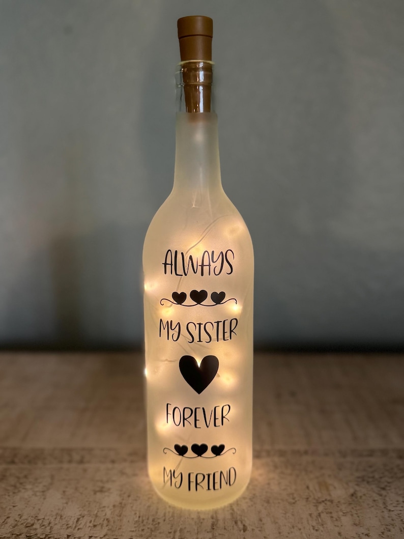 Lighted Wine Bottle for Sister - Etsy