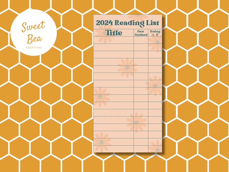 Printable Reading Tracker, Book Tracker, 2024 Reading Log, Retro Daisy ...