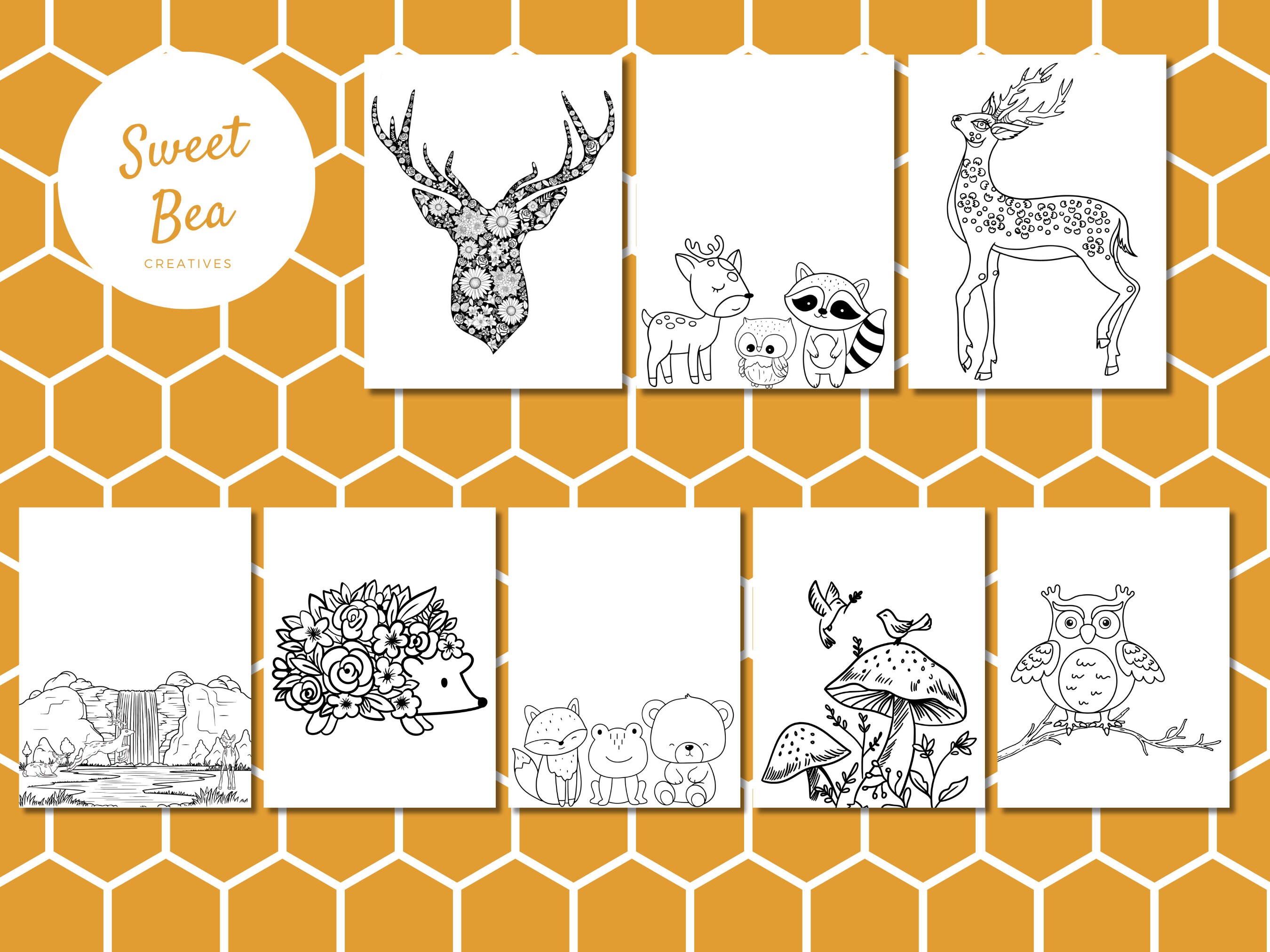 Woodland Animals Coloring Pages, Woodland Creatures Printable - Etsy