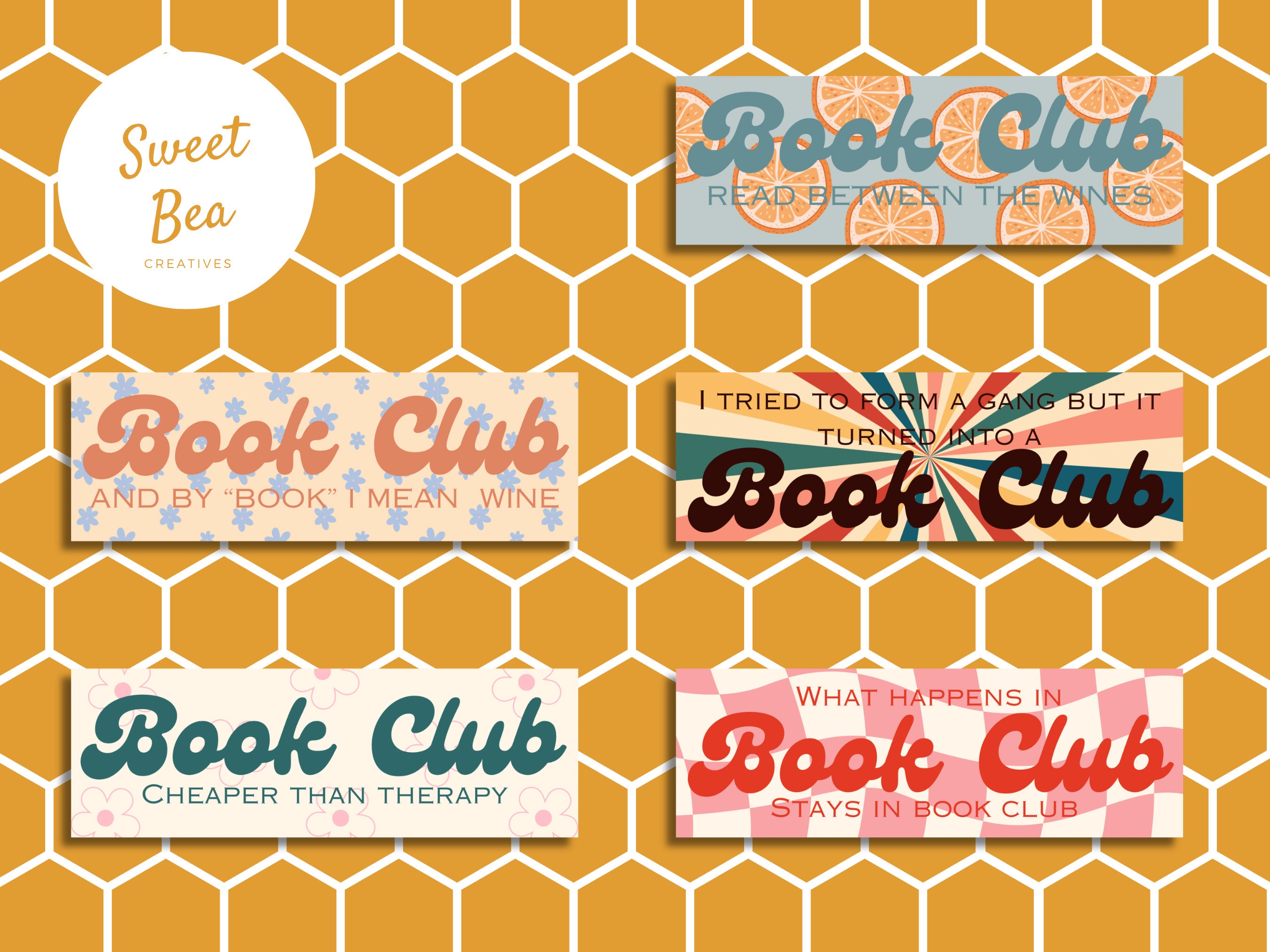 Printable Bookmarks, Aesthetic Bookmarks, Book Club Bookmarks, Groovy ...