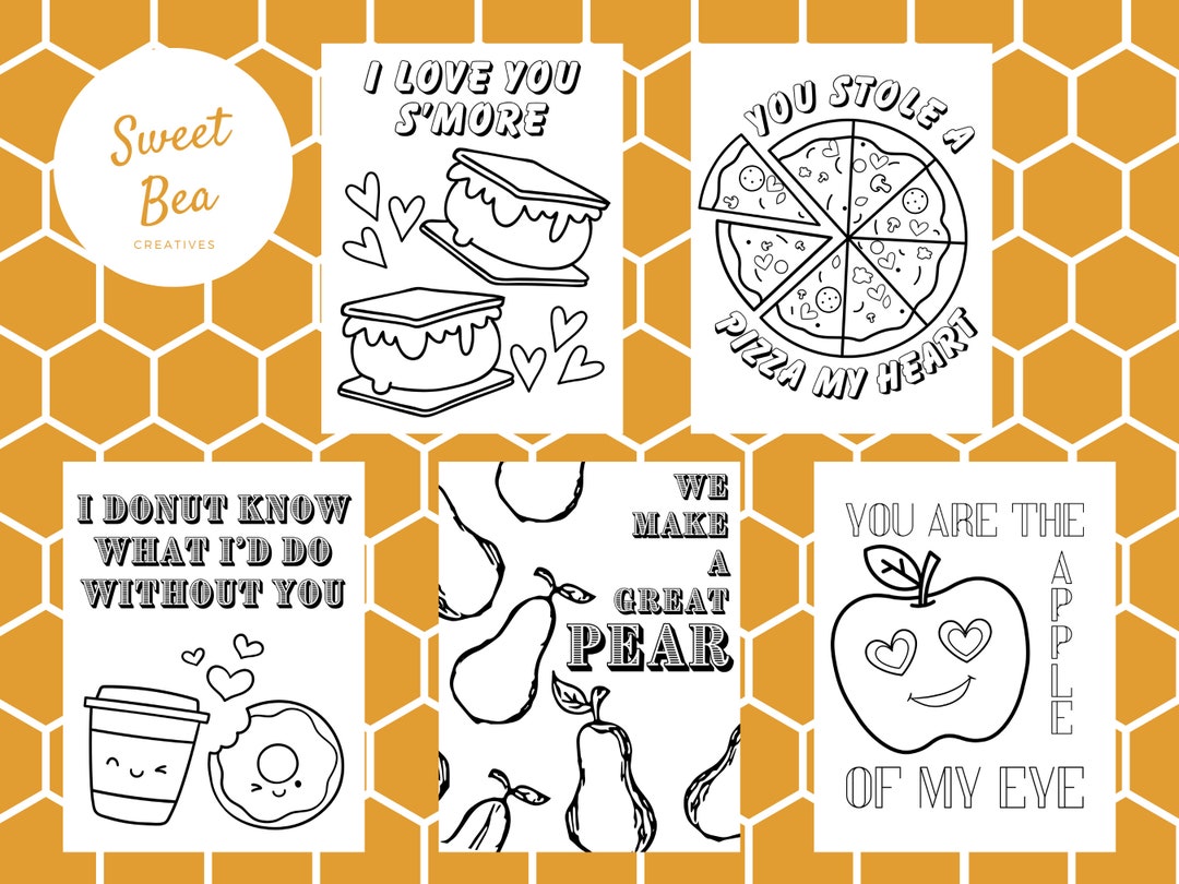 Valentines Pun Coloring Pages - Etsy