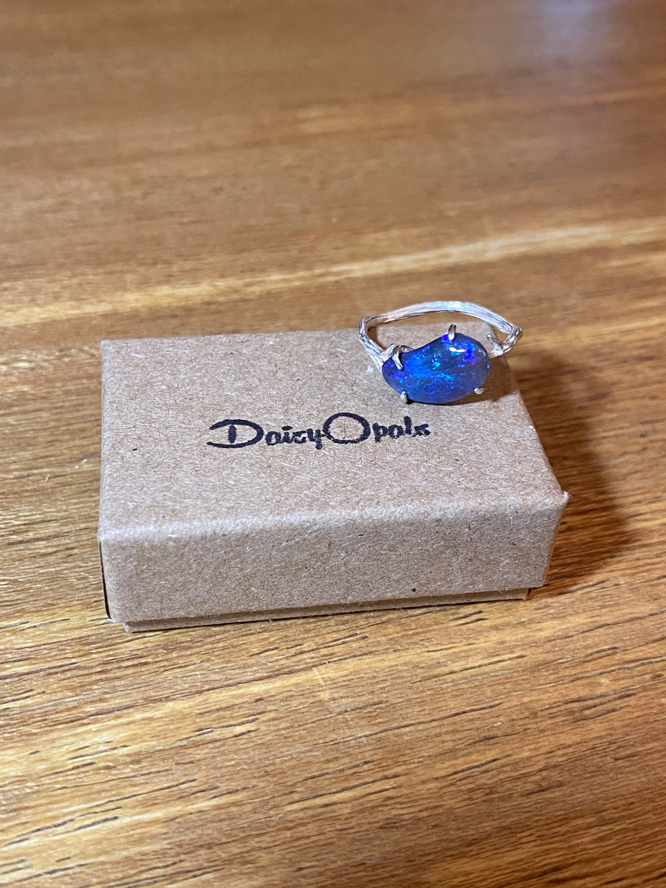 Lightning Ridge Opal Ring Naturally Shaped, Sterling Silver size 6 - Etsy