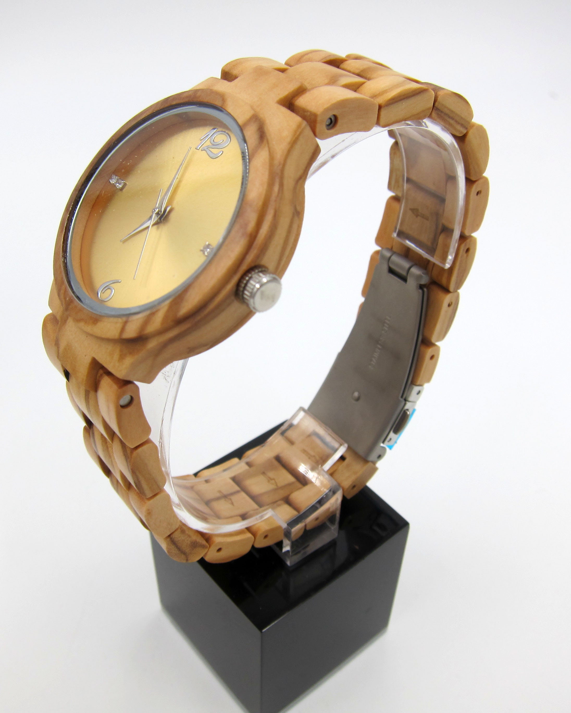 Olive Wood Watch With Gold Dial, Citizen Movement - Etsy