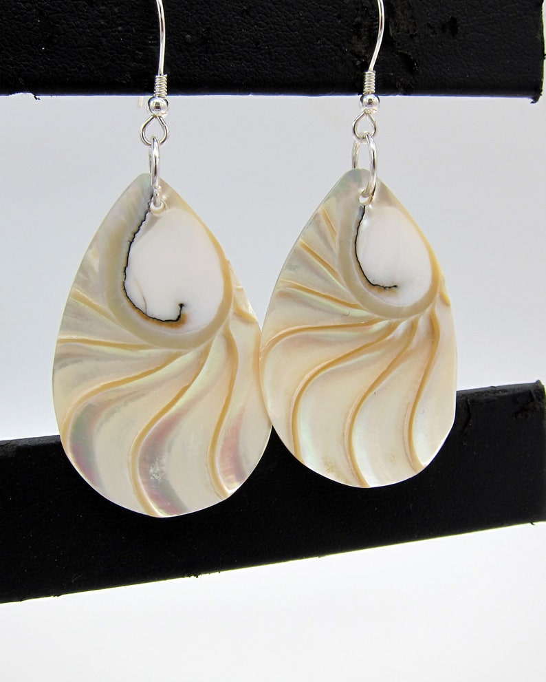 Genuine Chambered Nautilus Shell Earrings STERLING SILVER 925 Ear Wires ...