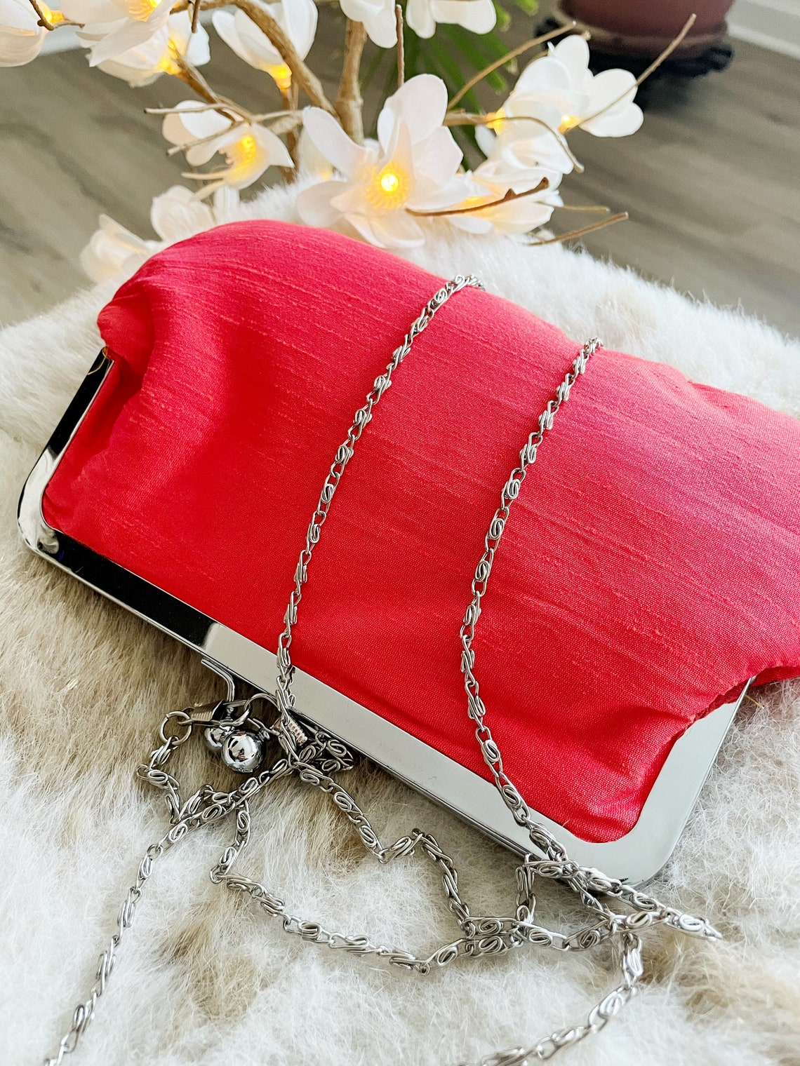 Orange Clutch Silk Purse Evening Bag Party Purse Wedding & - Etsy