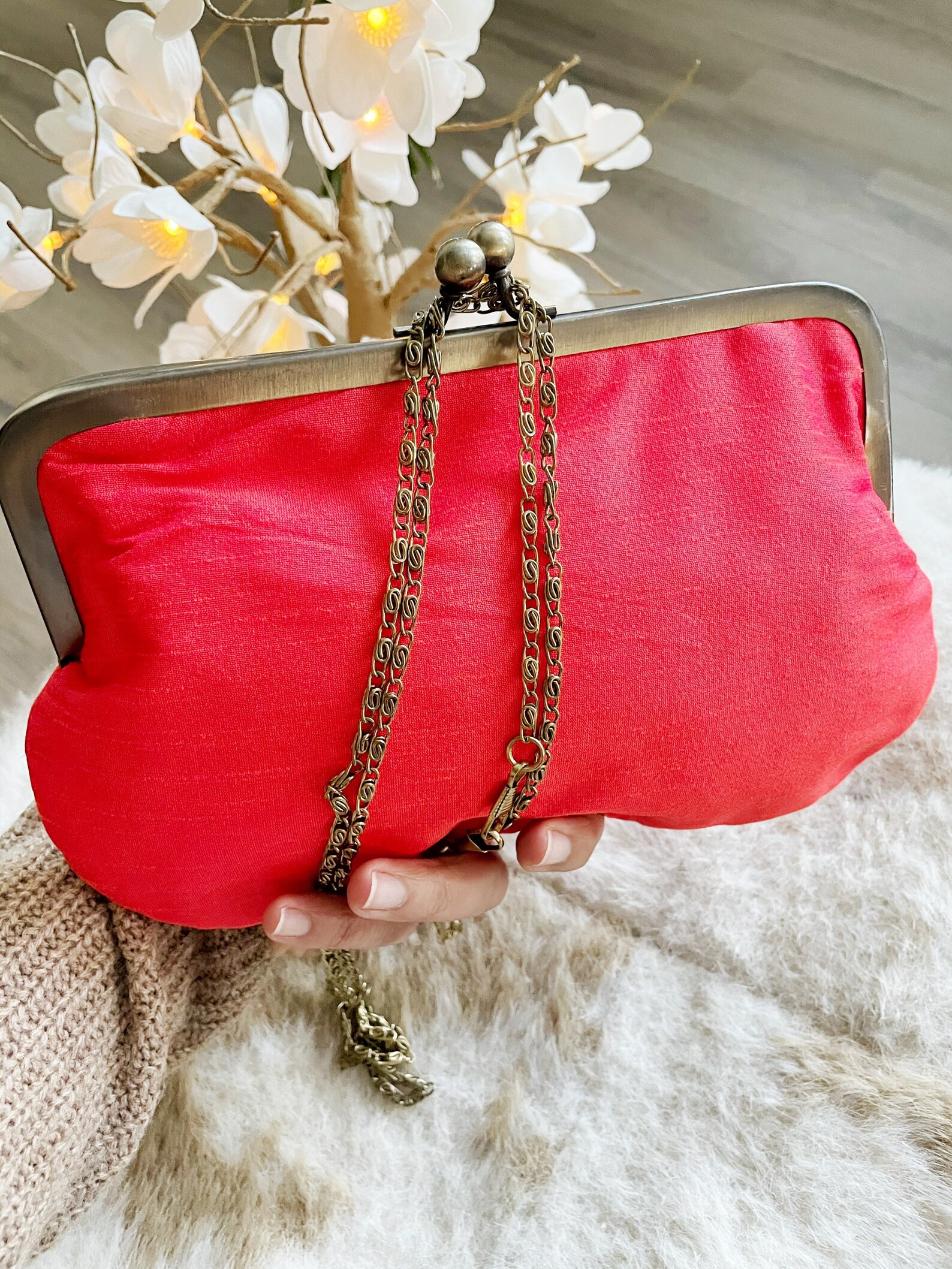 Orange Clutch Silk Purse Evening Bag Party Purse Wedding & - Etsy