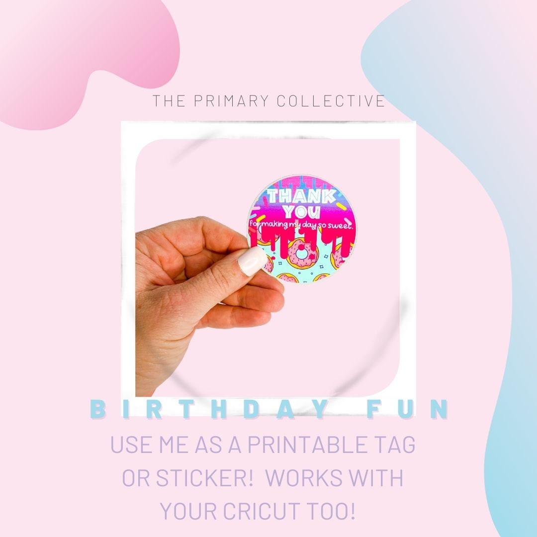 Kids birthday tags / loot bag tags / thank you sticker / | Etsy