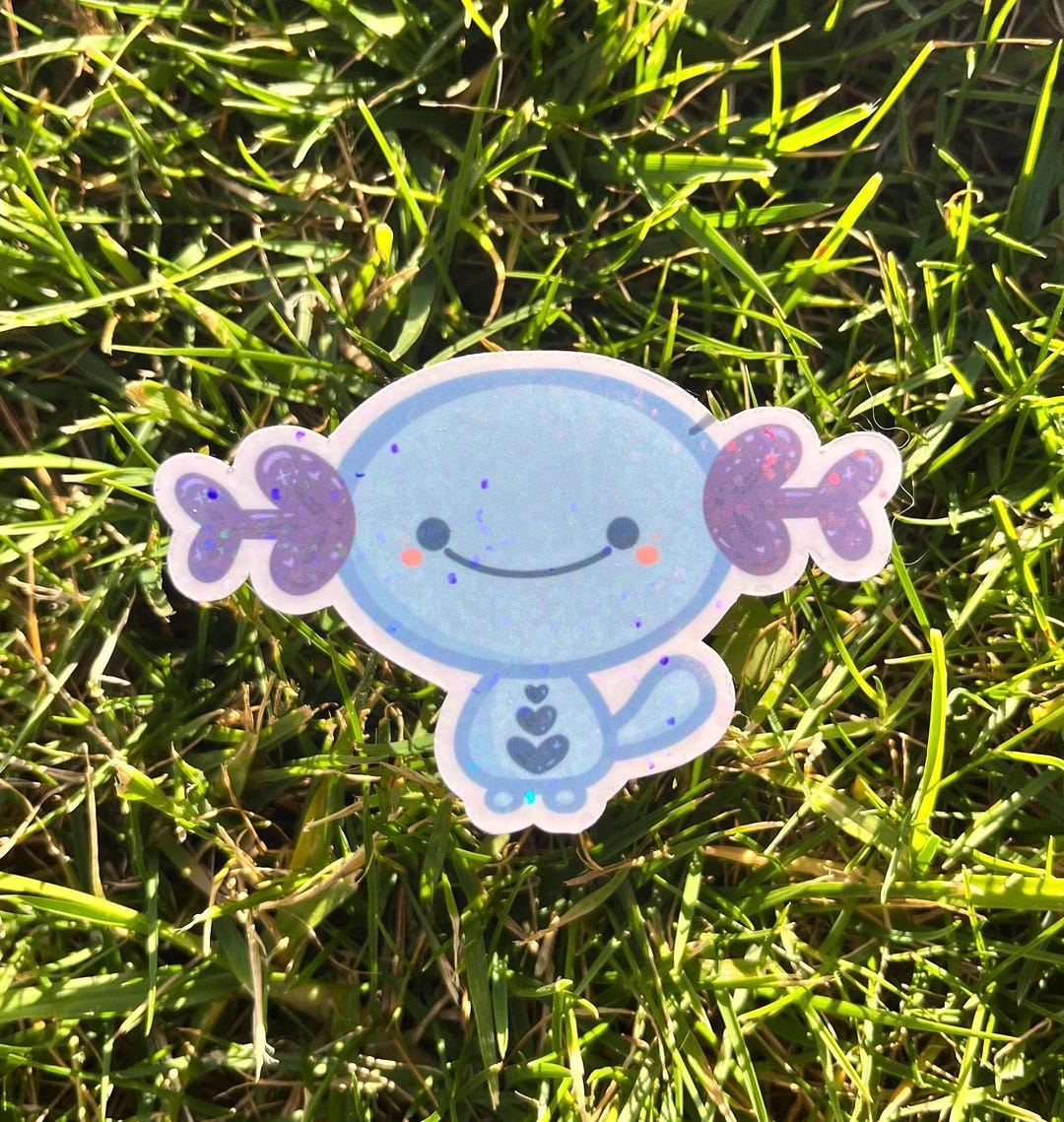 Cute Wooper Glitter Sticker Axolotl Poke Creature Vinyl Sticker - Etsy