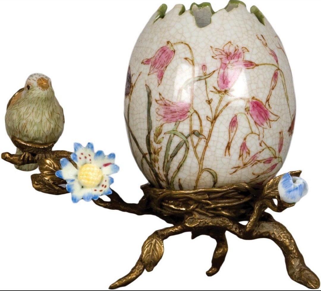 Porcelain Egg Shell Bird Vase With Bronze Ormolu - Etsy