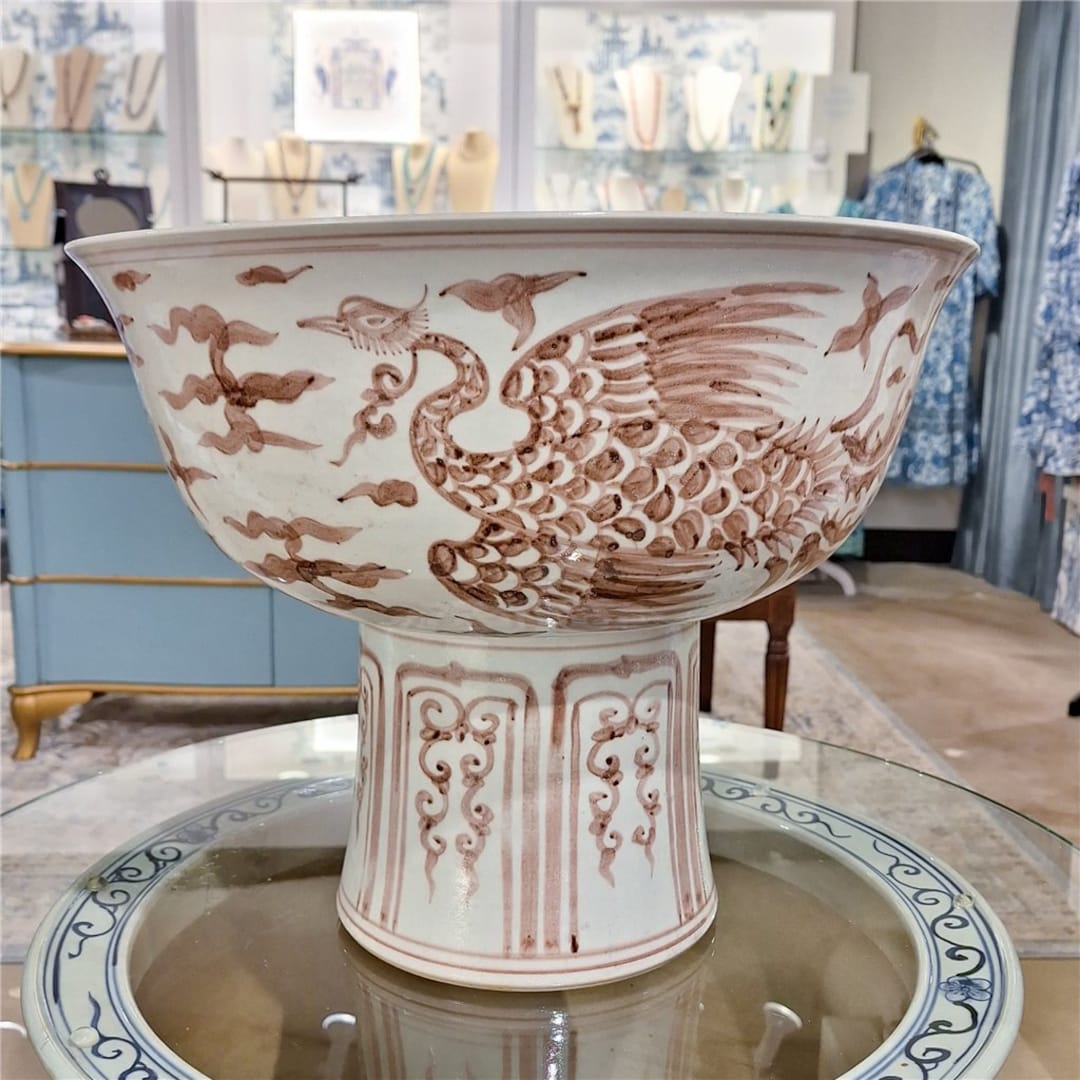 Aged Rust Phoenix Round Tall Porcelain Centerpiece Planter With Base-14 ...