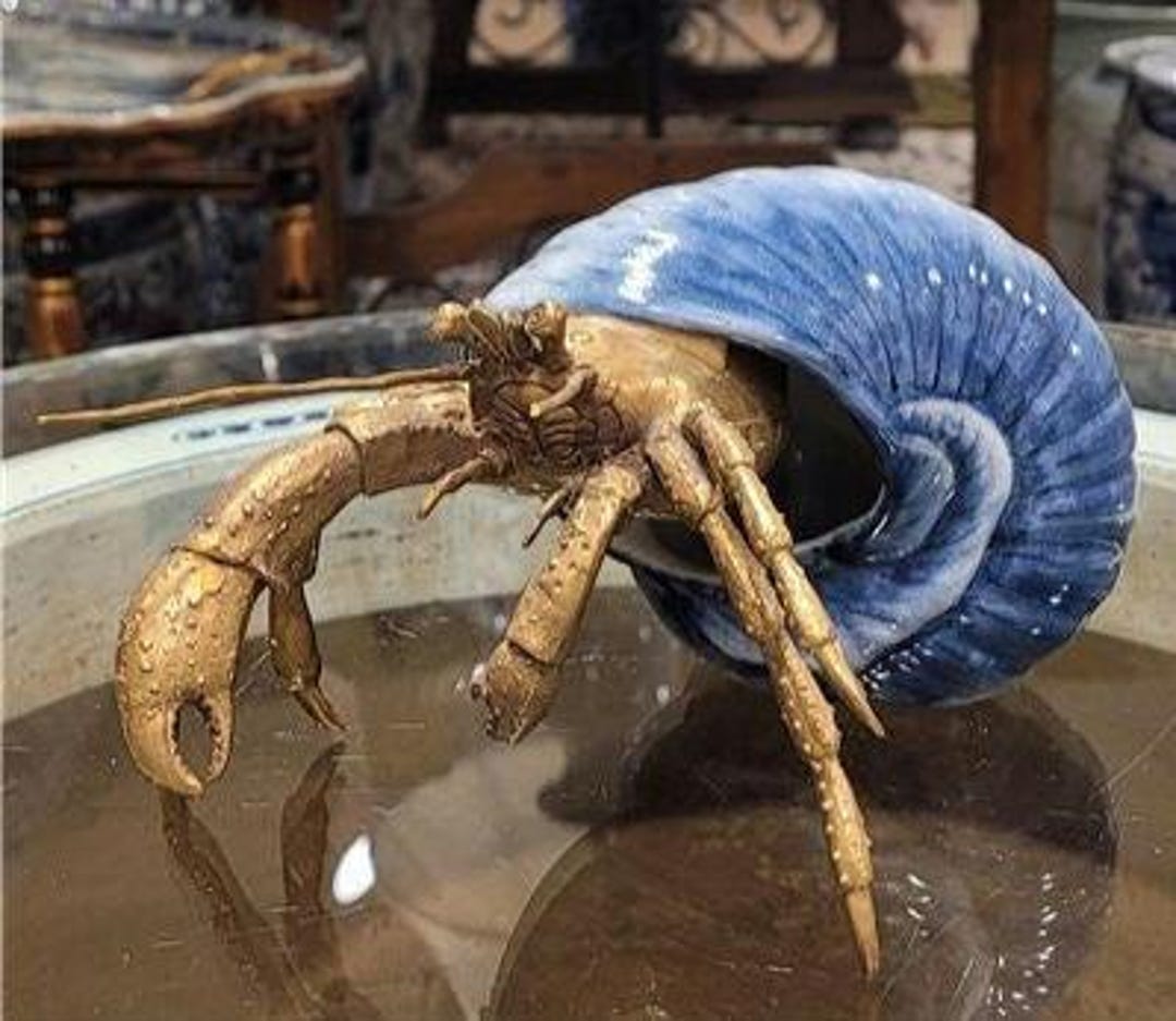 Porcelain & Bronze Crab in Shell Figurine,nautical,coastal Decor - Etsy
