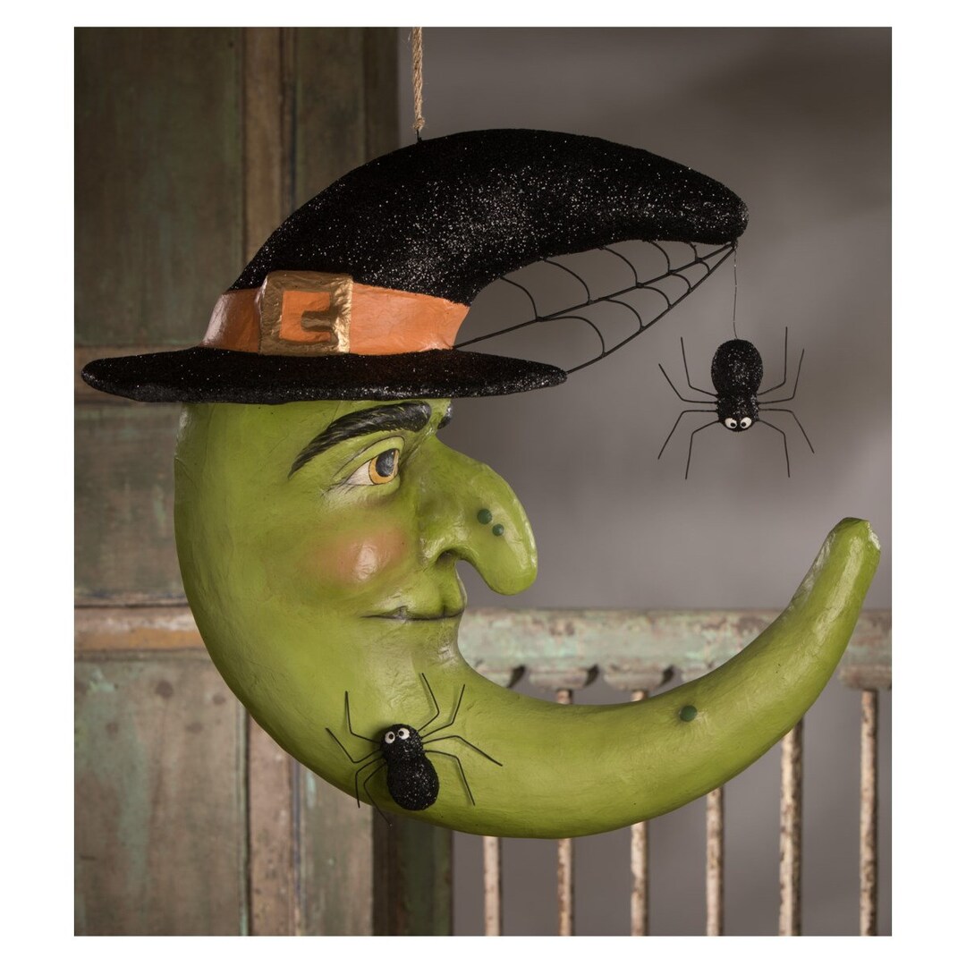 Hand Made Witch in the Moon Halloween Decor - Etsy
