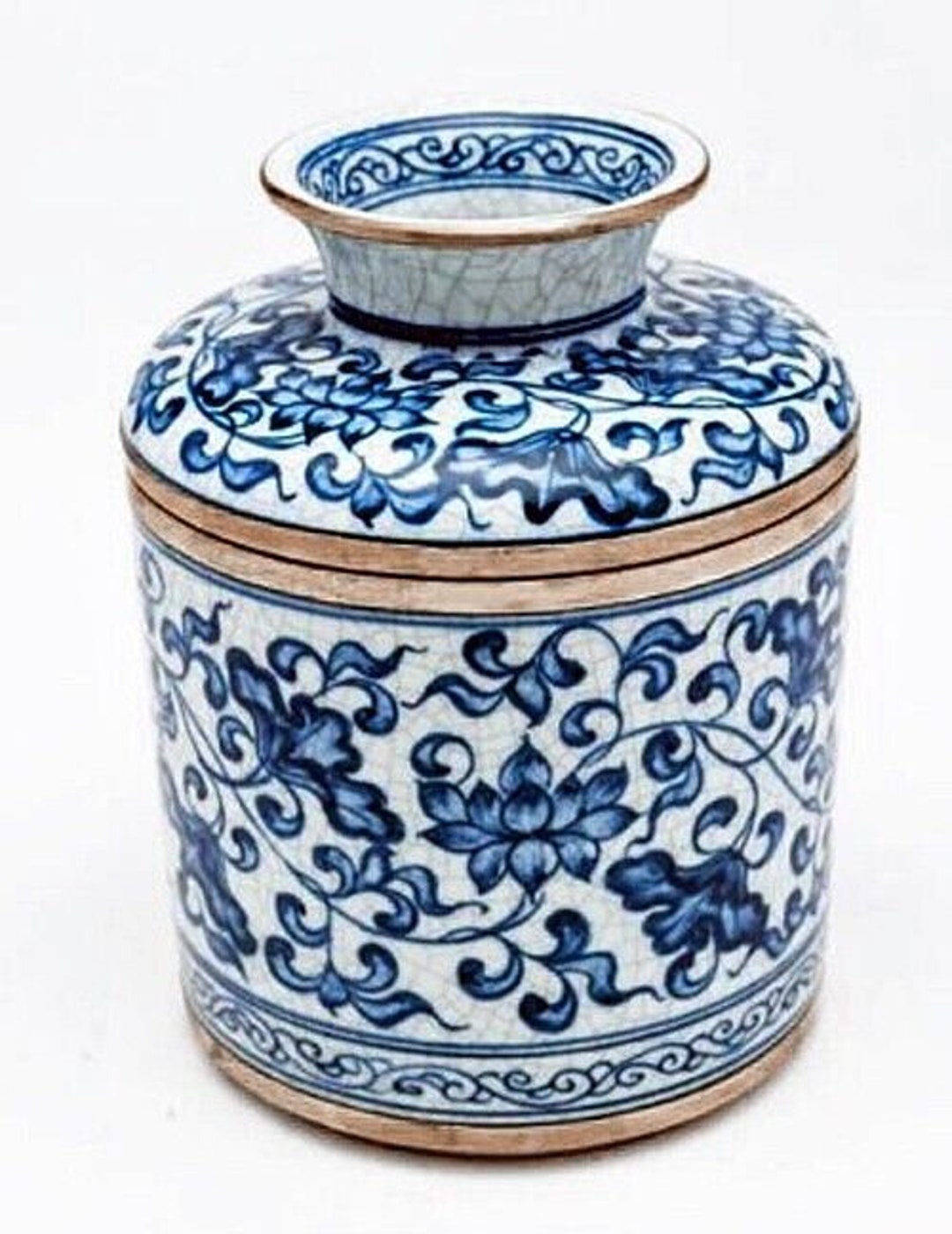 Blue and White Lotus Scroll Porcelain Tissue Paper Holder Box - Etsy