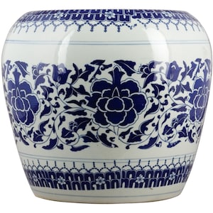 Blue & White Floral Garden Stool-pot Stand-14'' X 12.5''H - Etsy