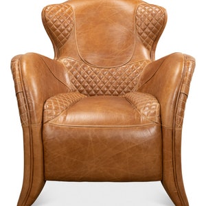 Top Grain Brown Quilted Leather Chair - Etsy