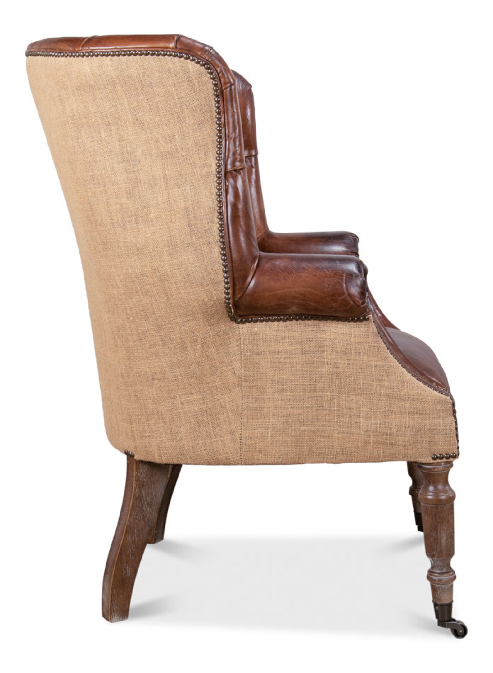 Vintage Cigar Leather Jute Wood Chair - Etsy