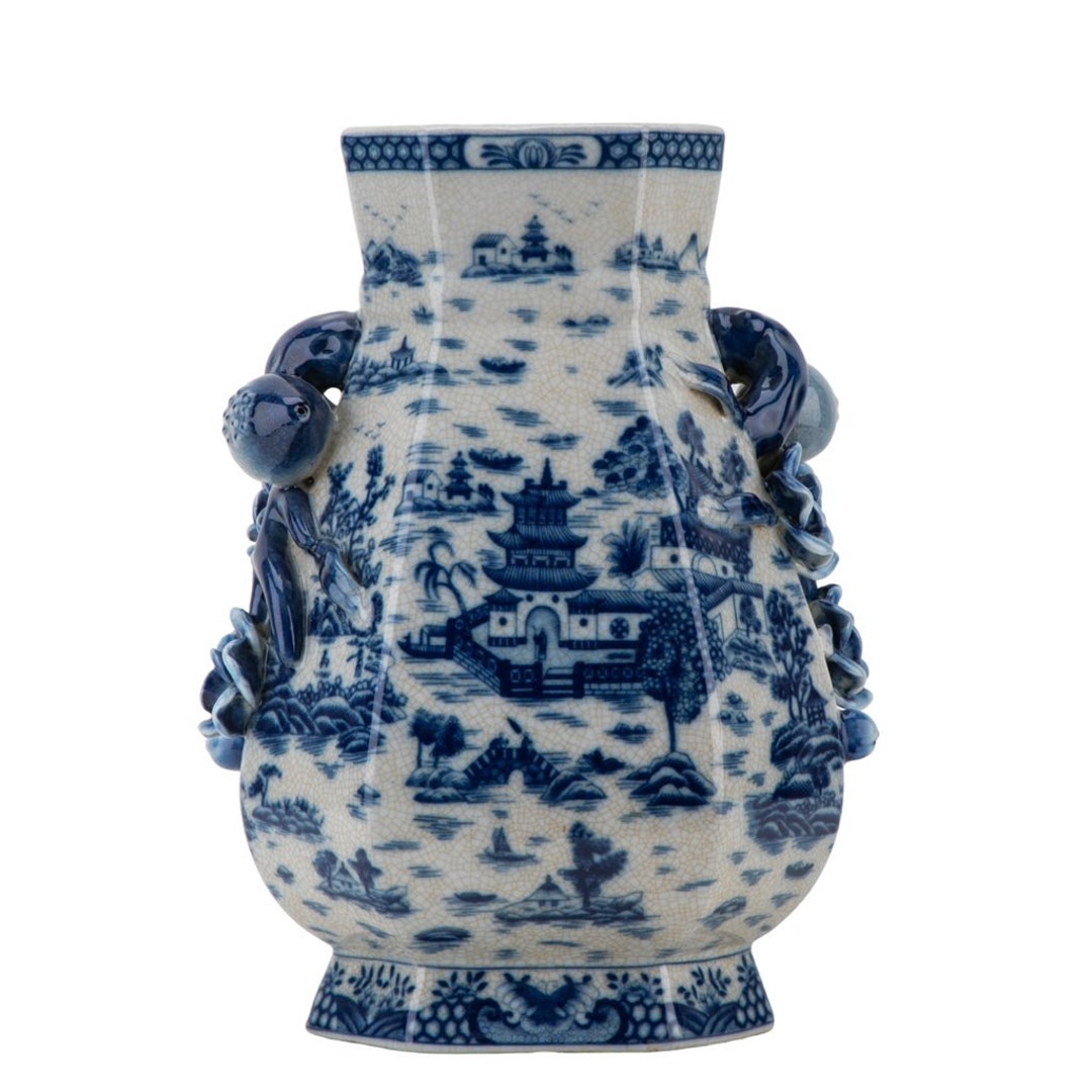 Blue Willow Porcelain Vase-14''h - Etsy