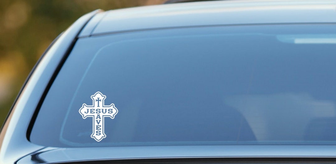 Jesus Saves Cross Sticker: Christian Vinyl Decal - Etsy