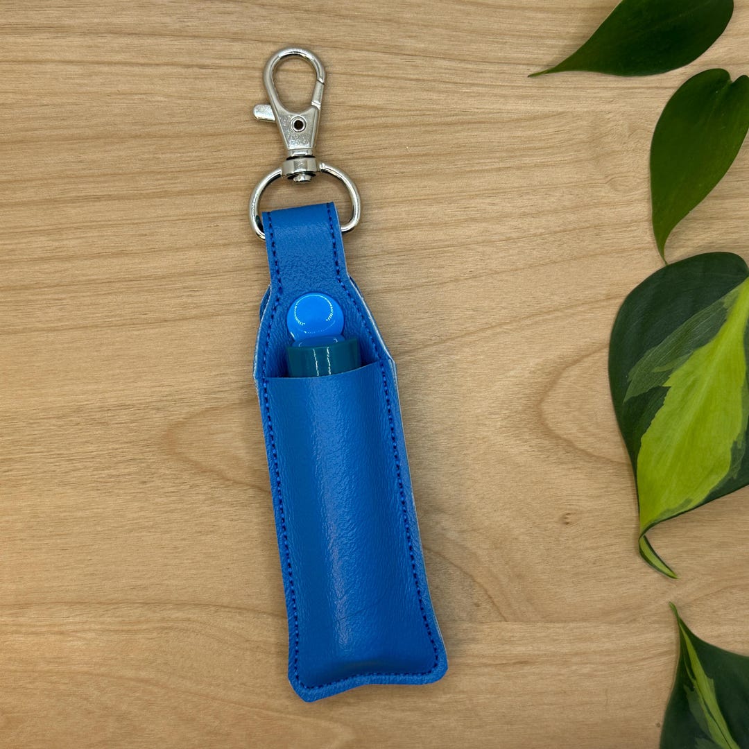 Blue Lip Balm Holder Keychain, Chapstick Pouch - Etsy