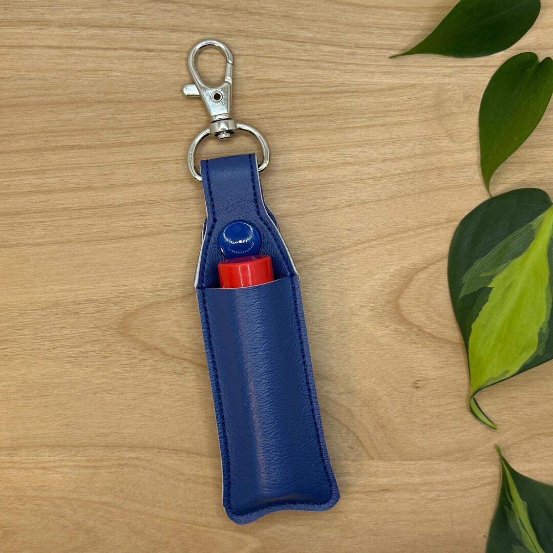 Blue Lip Balm Holder Keychain, Chapstick Pouch - Etsy