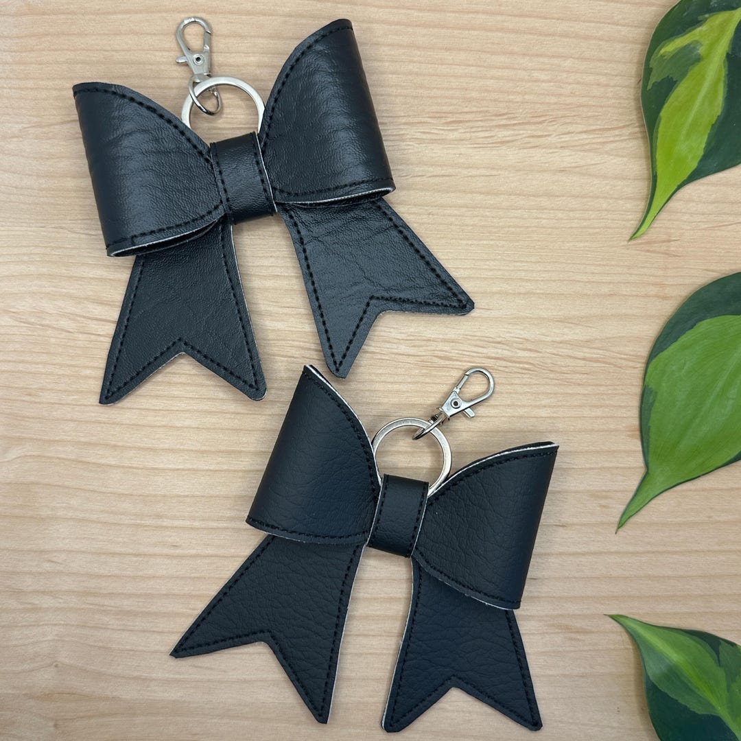 Faux Leather Bow Keychain | Handmade Purse Charm, Bag Accessory - Etsy