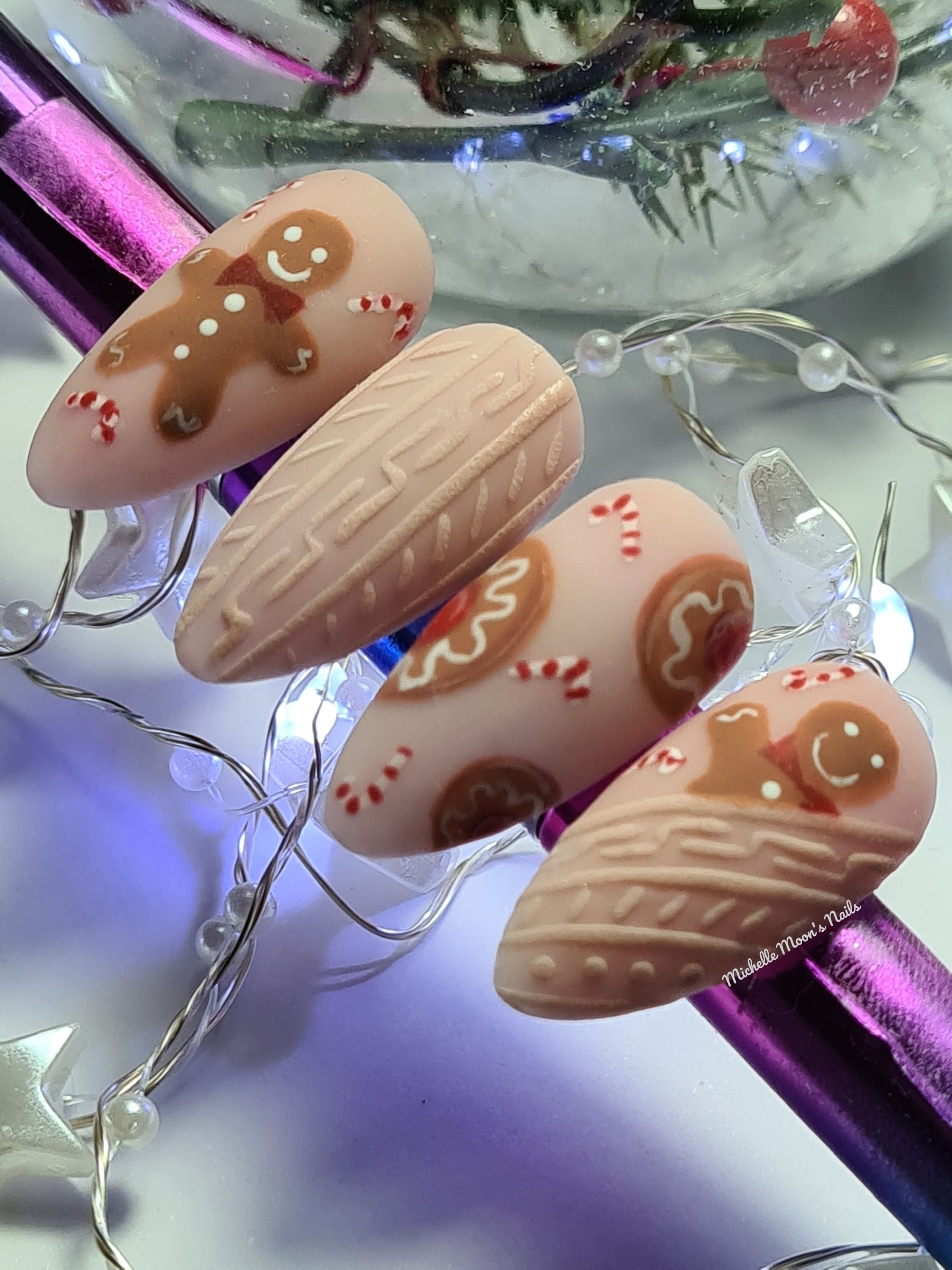 Gingerbread Man Christmas Press on Nails, Matte Finish, Fake Nails ...