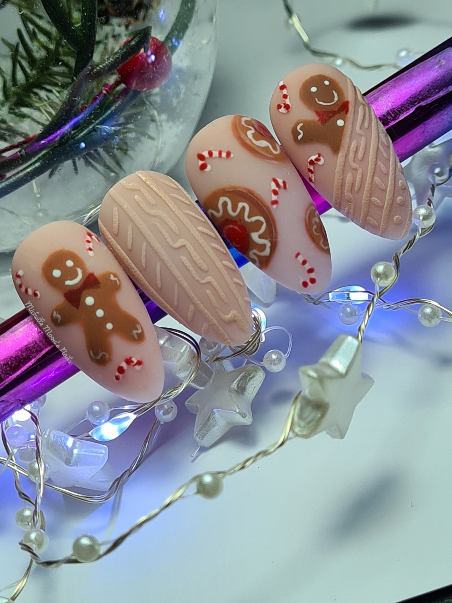 Gingerbread Man Christmas Press on Nails, Matte Finish, Fake Nails ...