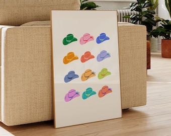 Colorful Cowboy Boot Poster, Eclectic Western Wall Art, Boho Wall Art ...