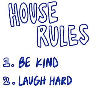 House Rules Art, Aesthetic Wall Art, Blue and White Art, Trendy Blue ...