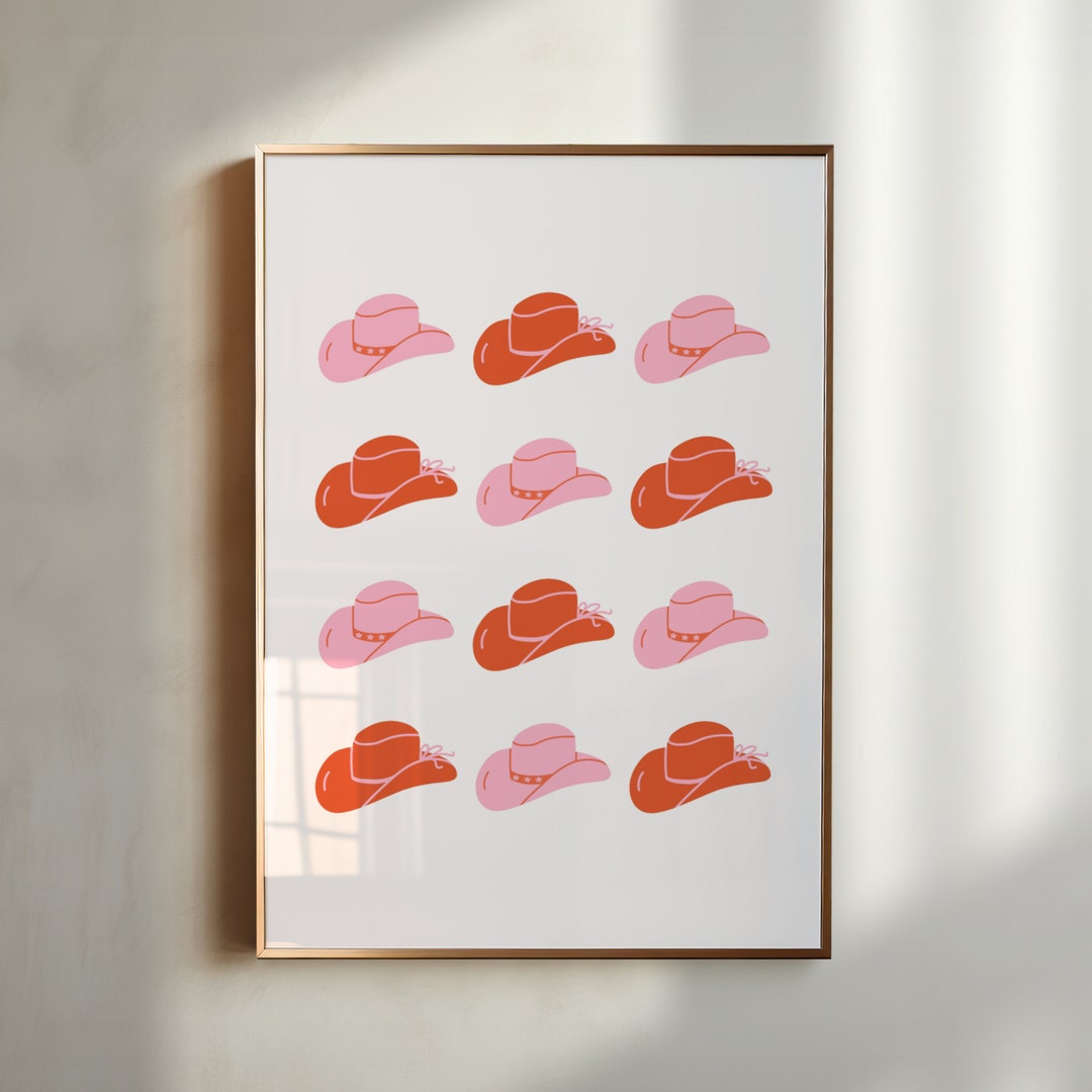 Pink Cowboy Hat Poster, Pink Cowboy Print, Western Wall Art, Cowboy ...