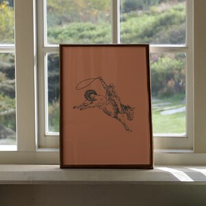 Rust Cowboy Wall Art, Simple Western Art Print, Retro Cowboy Print ...