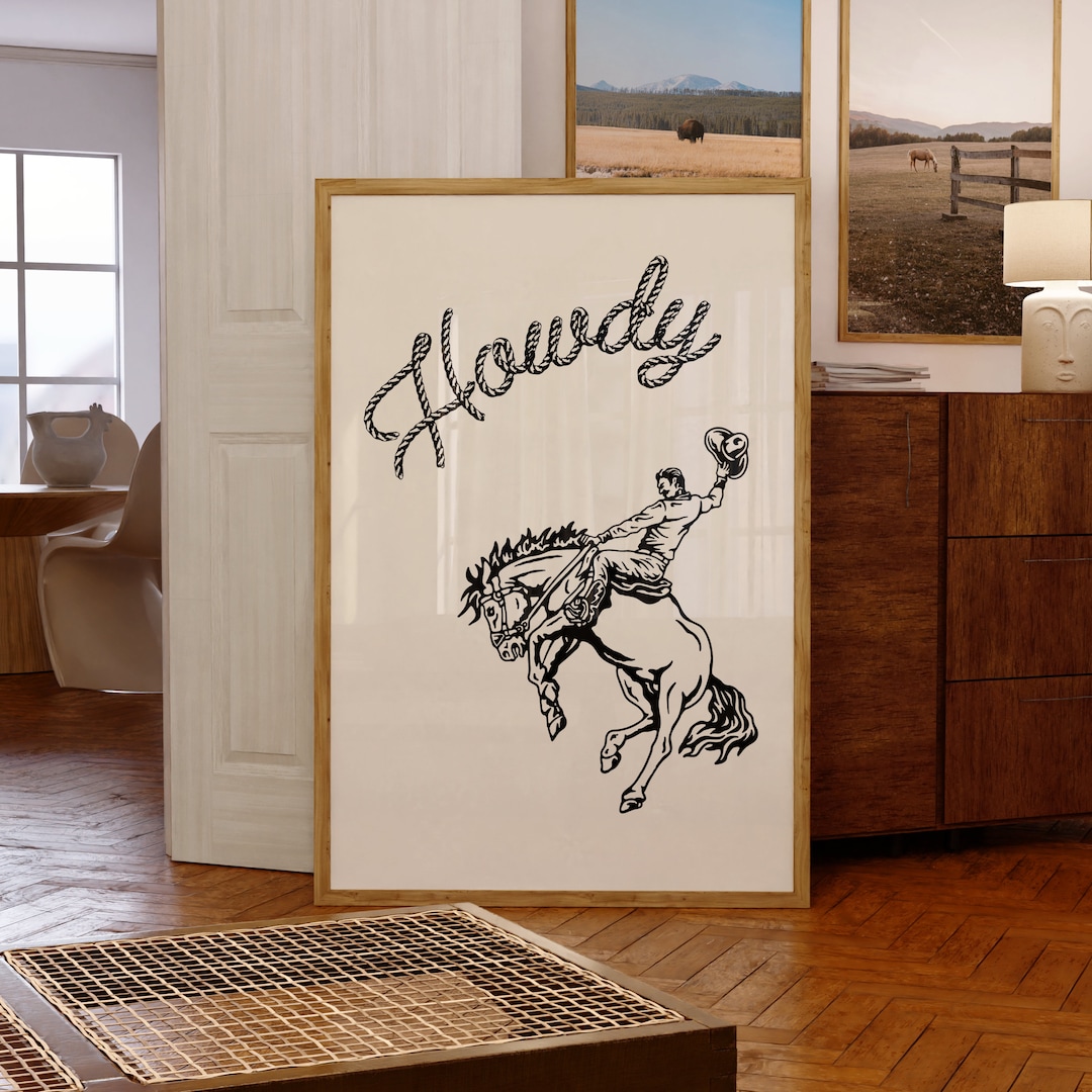 Rope Howdy Wall Art, Cowboy Wall Art, Howdy Print, Western Wall Art ...