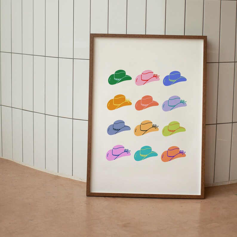 Colorful Cowboy Hat Poster Eclectic Western Wall Art - Etsy
