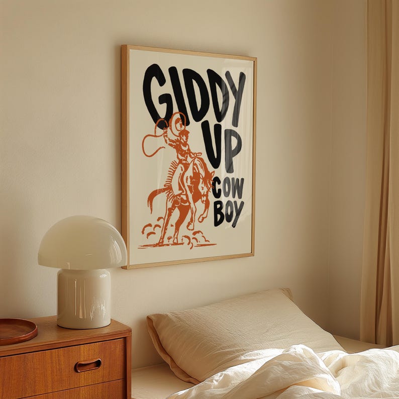 Giddy up Cowboy Print, Retro Cowboy Poster, Cowboy Quote, Vintage ...