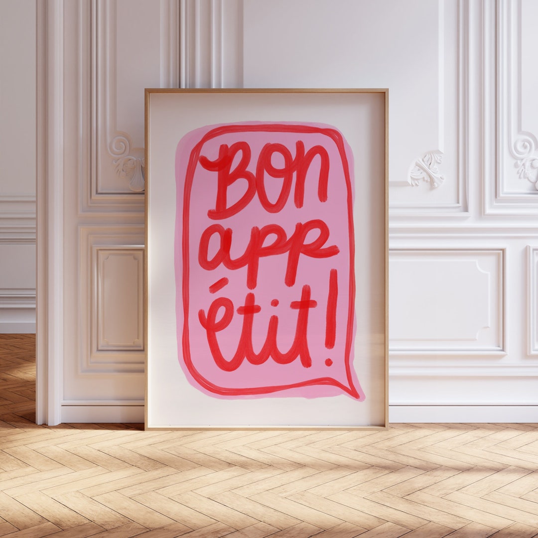 Bon Appetit Print, French Phrase Art Print, Kitchen Digital Download ...