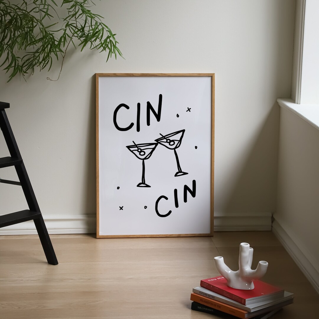 Cin Cin Print, Bar Cart Decor, Cin Cin Poster, Martini Print, Italian ...