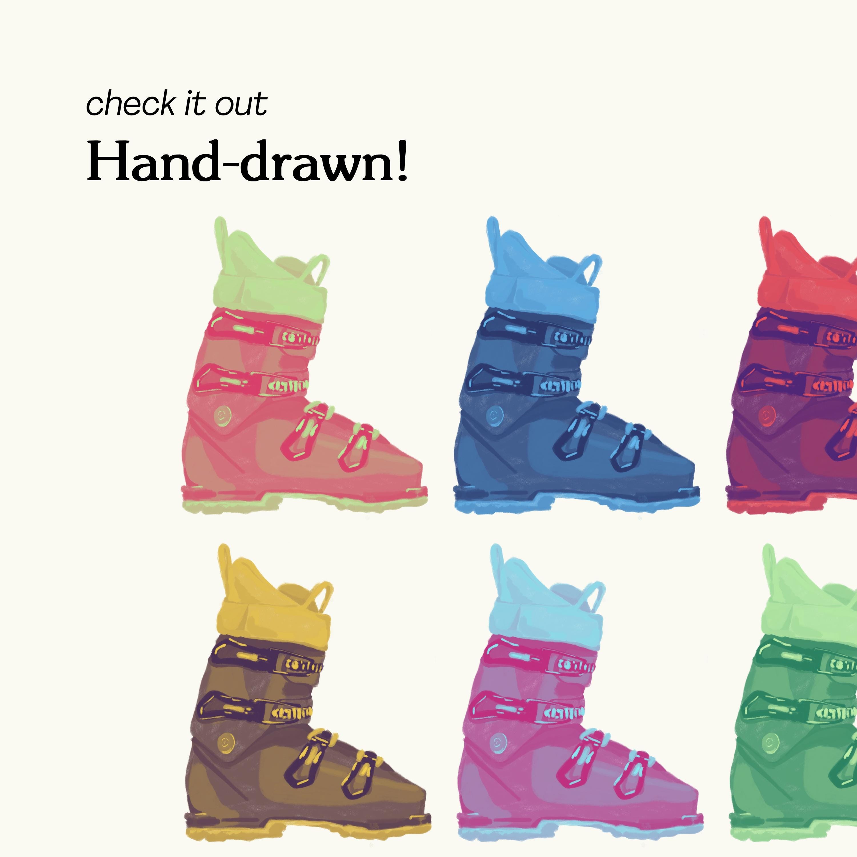 Retro Ski Poster, Ski Boot Wall Art, Vintage Ski Print, Snowboarder ...