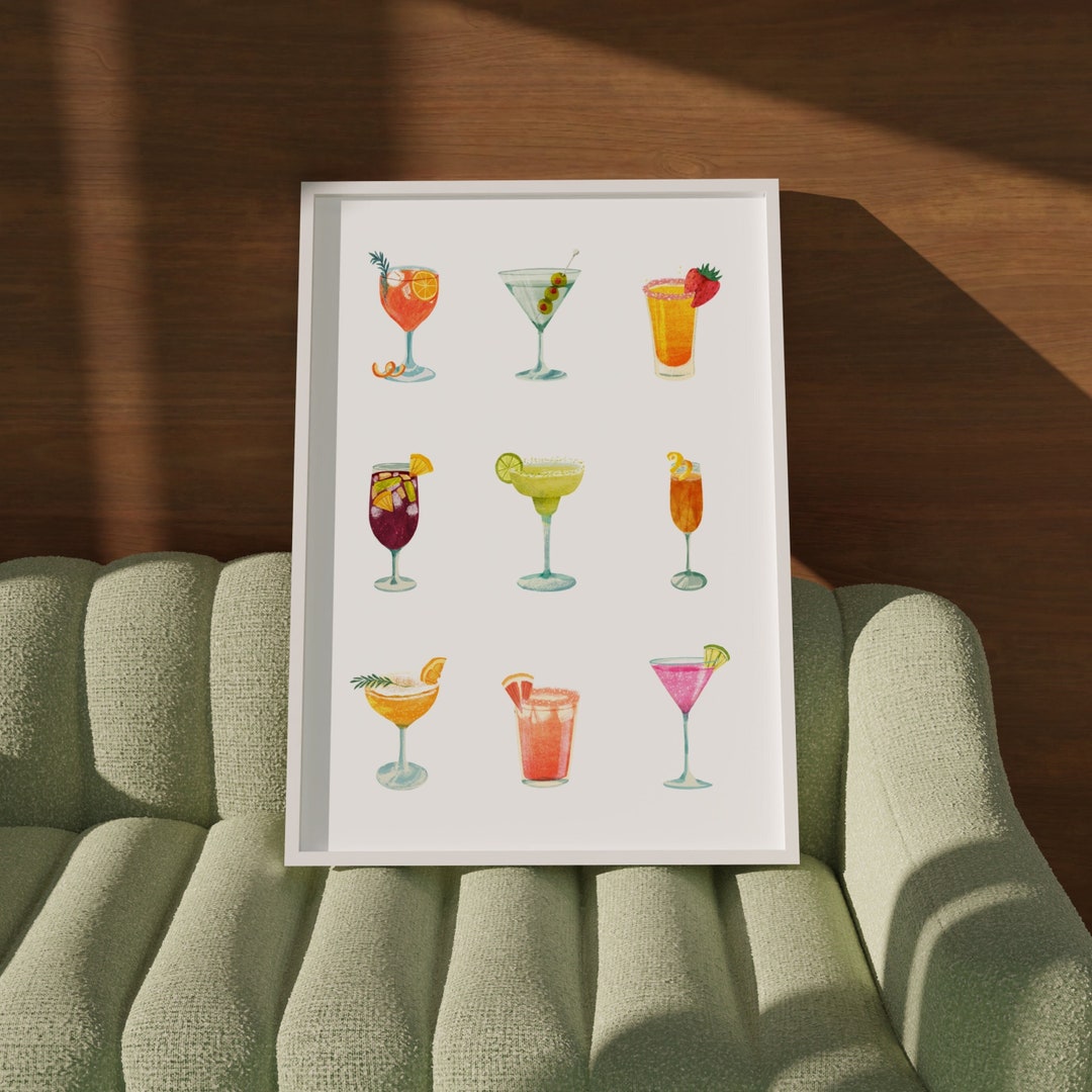 Fun Cocktail Poster, Bar Cart Wall Decor, Cocktails Print, Martini Wall ...