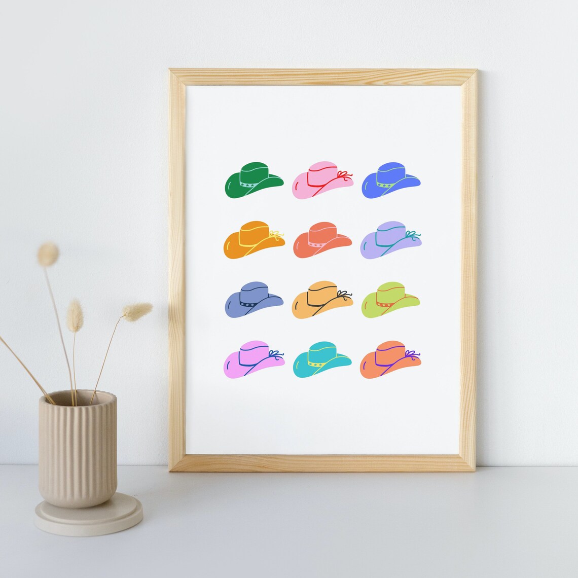 Colorful Cowboy Hat Poster Eclectic Western Wall Art - Etsy