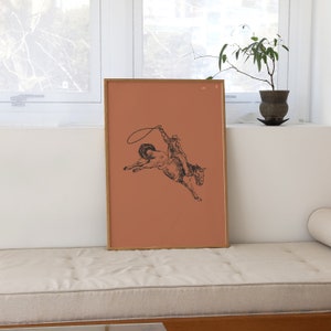 Rust Cowboy Wall Art, Simple Western Art Print, Retro Cowboy Print ...
