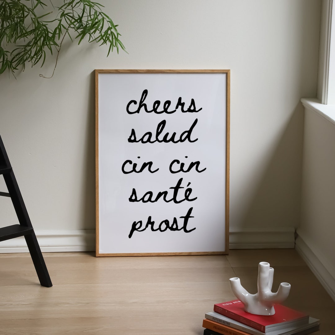 Cheers Print, Bar Cart Decor, Cheers Poster, Cin Cin Print, Italian ...